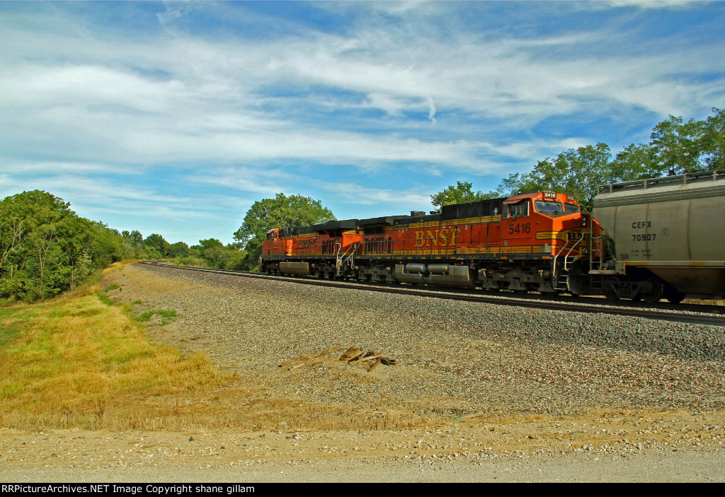 Departing shot of a EB grain train.